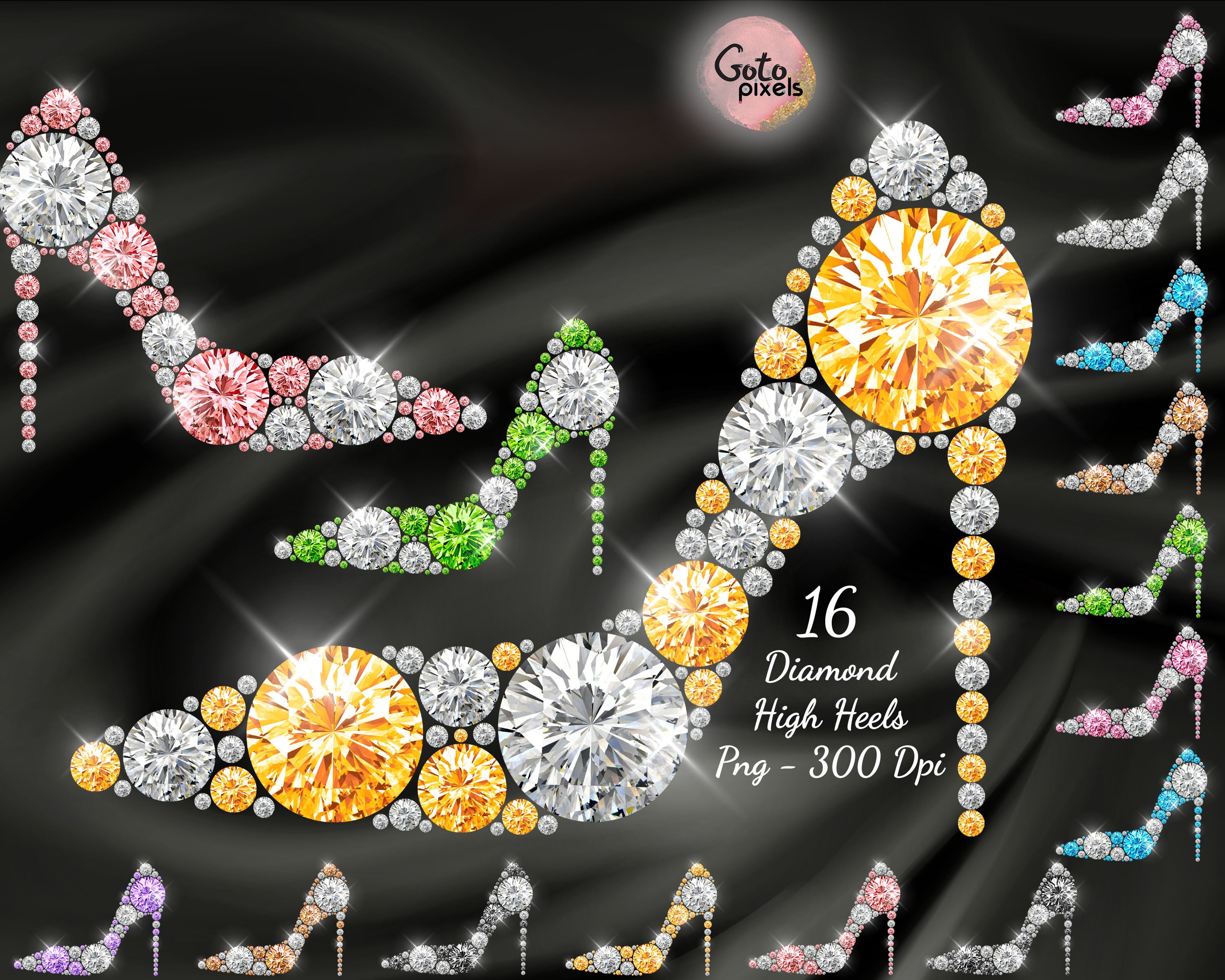 Diamond Shoe PNG Digital File Diamond High Heels Png Digital - Etsy ...