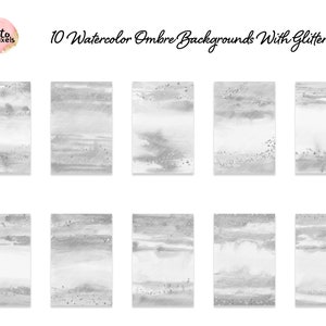 Grey Watercolor Ombre Digital Paper: Glitter Texture (digital Download ...