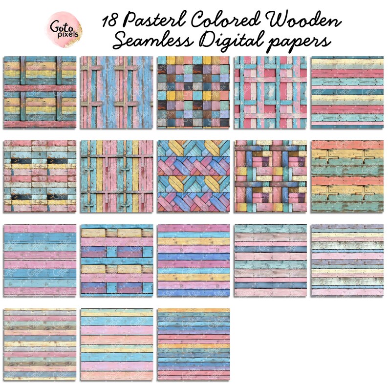 Shabby Chic Wooden Digital Paper: Iridescent Seamless Textures (digital ...