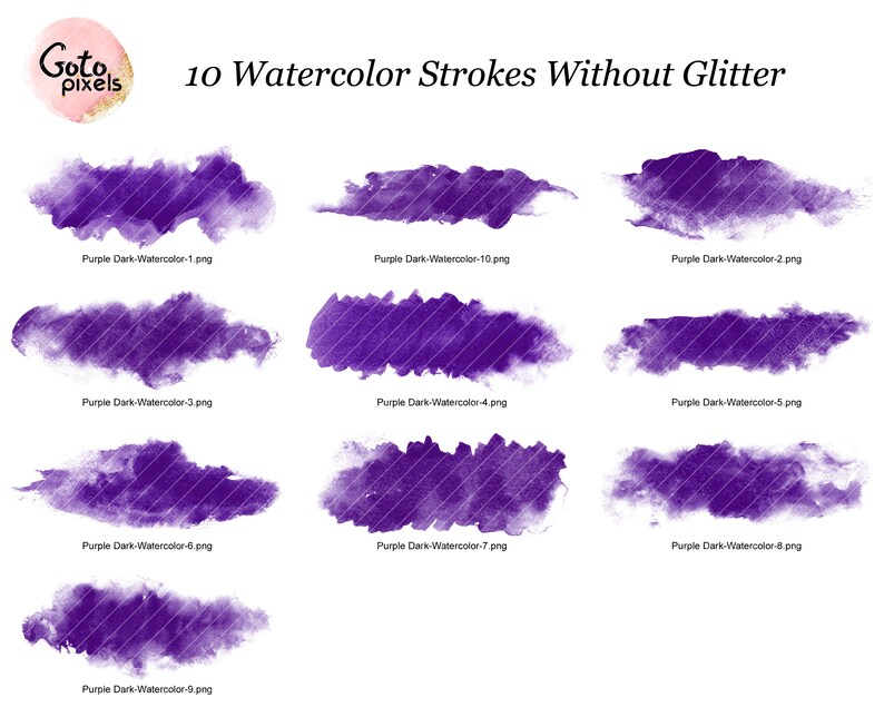 Purple Watercolor Brush Strokespurple Watercolor | Etsy