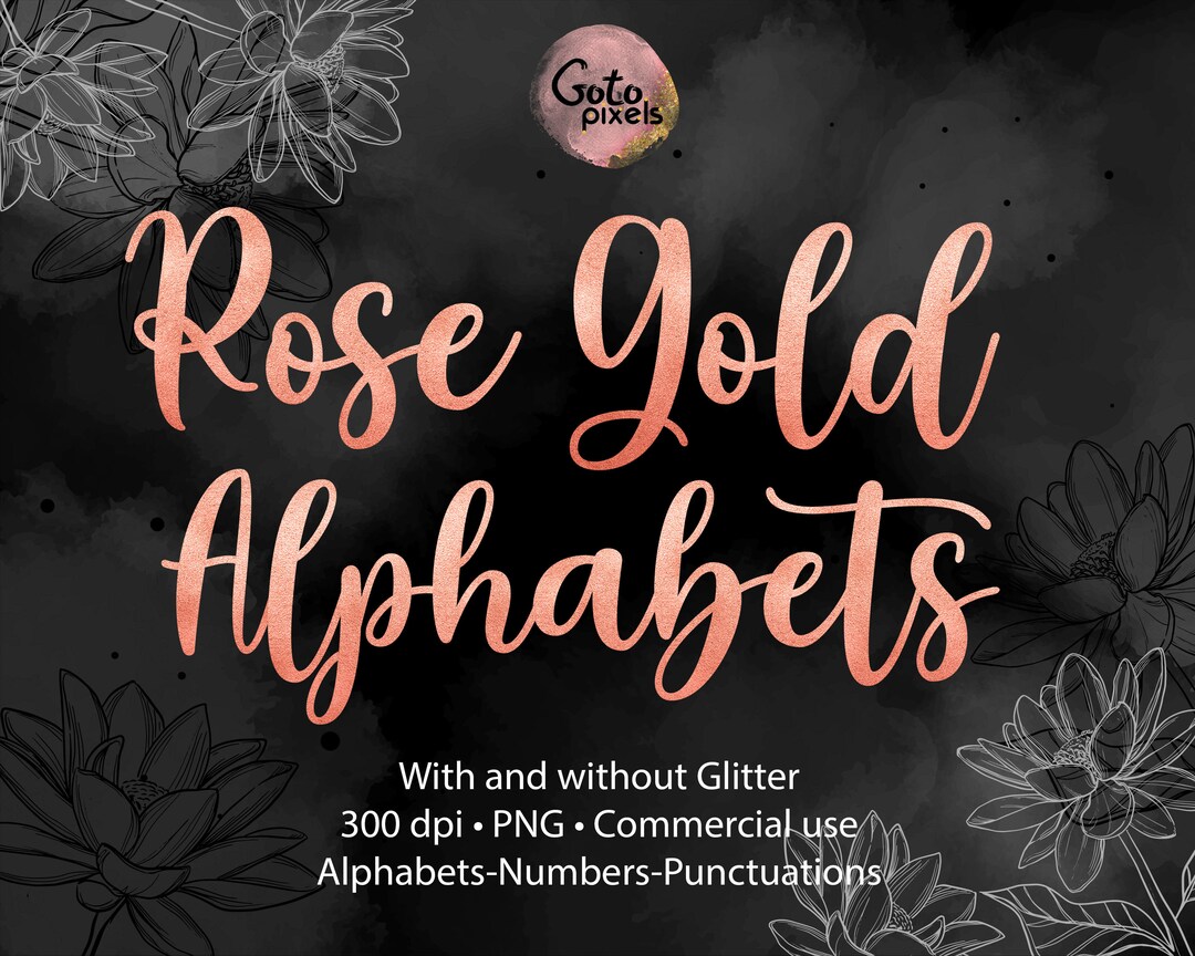 Rose Gold Alphabet Clipart Rose Gold Font Clipart Rose Gold - Etsy