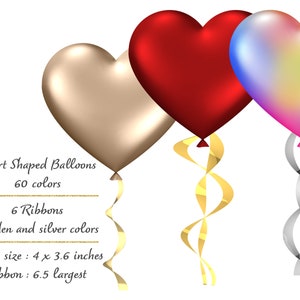 Rainbow Heart Balloons Clipart - Cute Valentine Balloon and Ribbons Png ...
