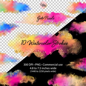 Rainbow Watercolor Brush Strokes, Rainbow Watercolor Clipart, Splash ...