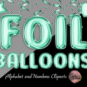 Mint Green Foil Balloon Alphabet Clip Art, Celebration and Party ...