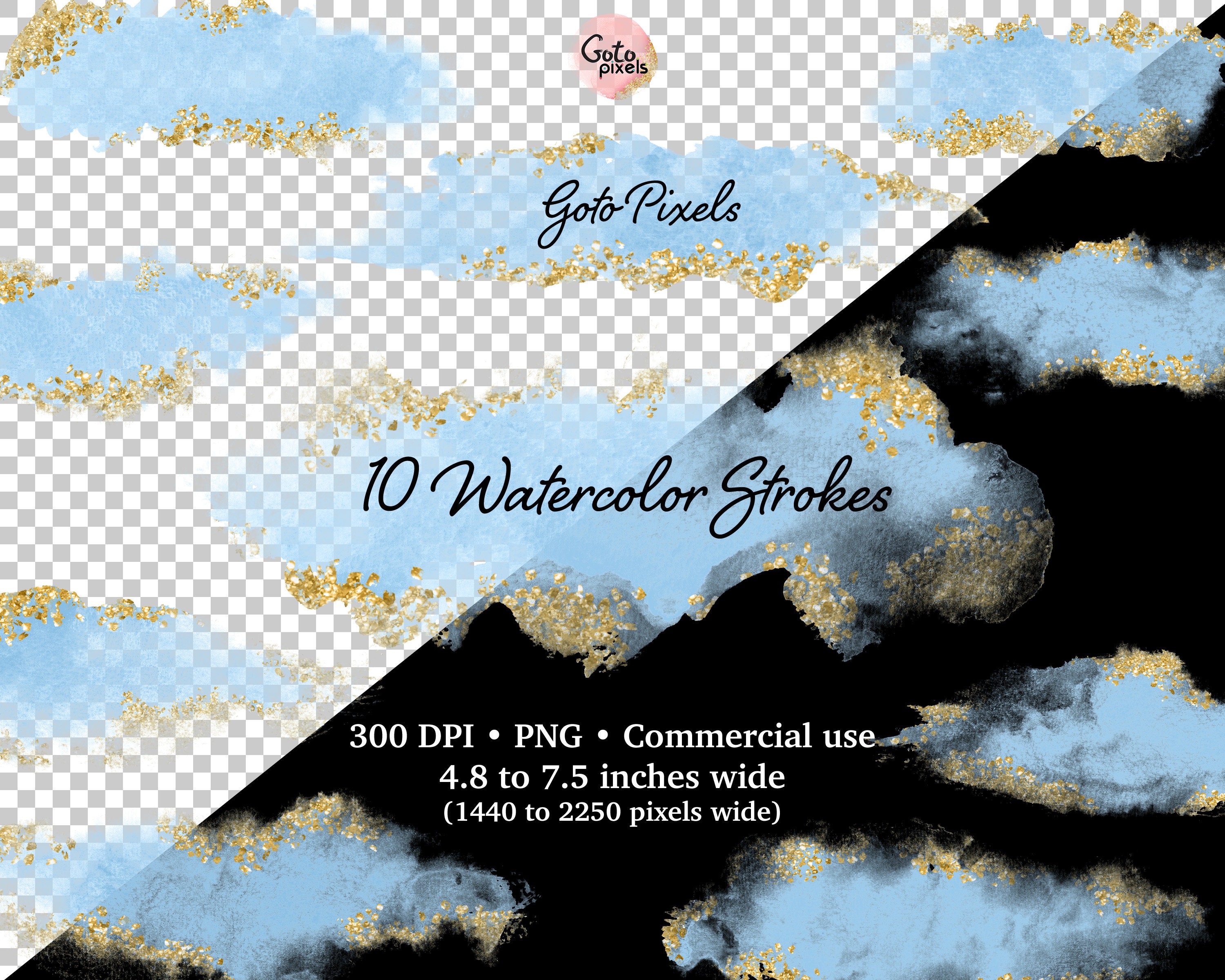 Blue Watercolor Brush Strokes Blue Watercolor Clipart Splash | Etsy