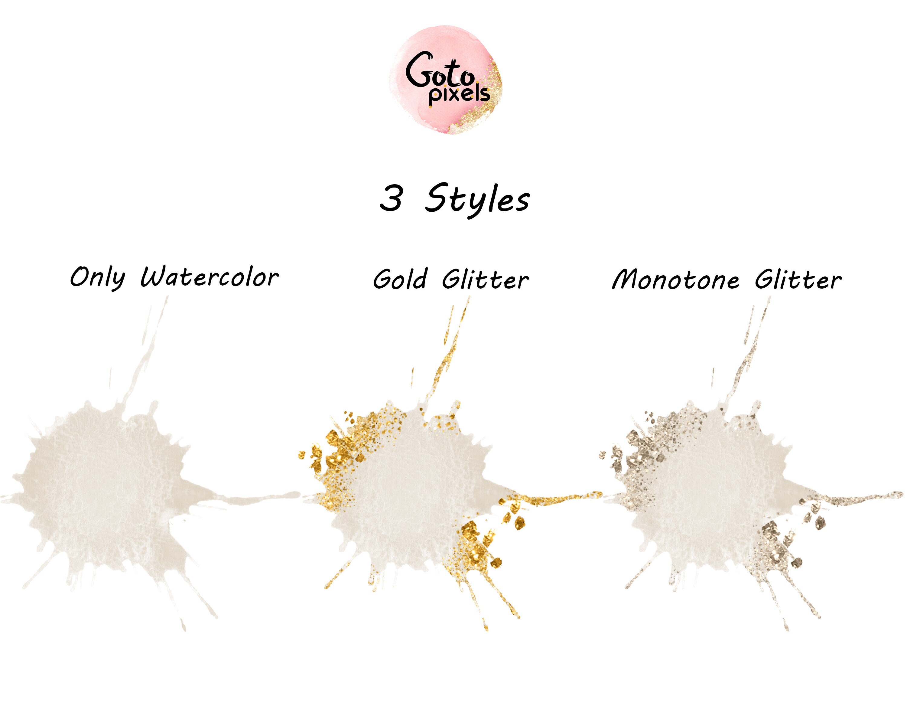 Greige Watercolor Splatter clipart Splashes and Splotches | Etsy