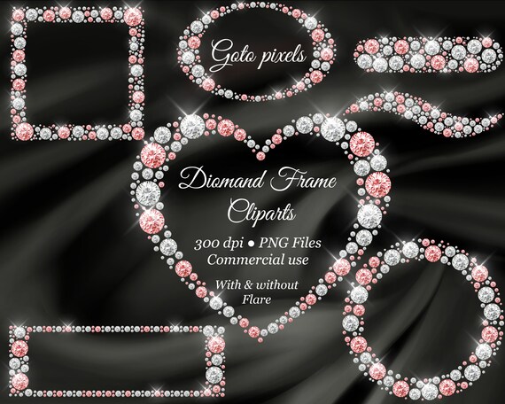 Pink and White Diamond Frame Clipart Pink Diamond Borders | Etsy