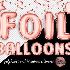 Rose Gold Foil Balloon Alphabet Clip Art-digital Instant Download ...