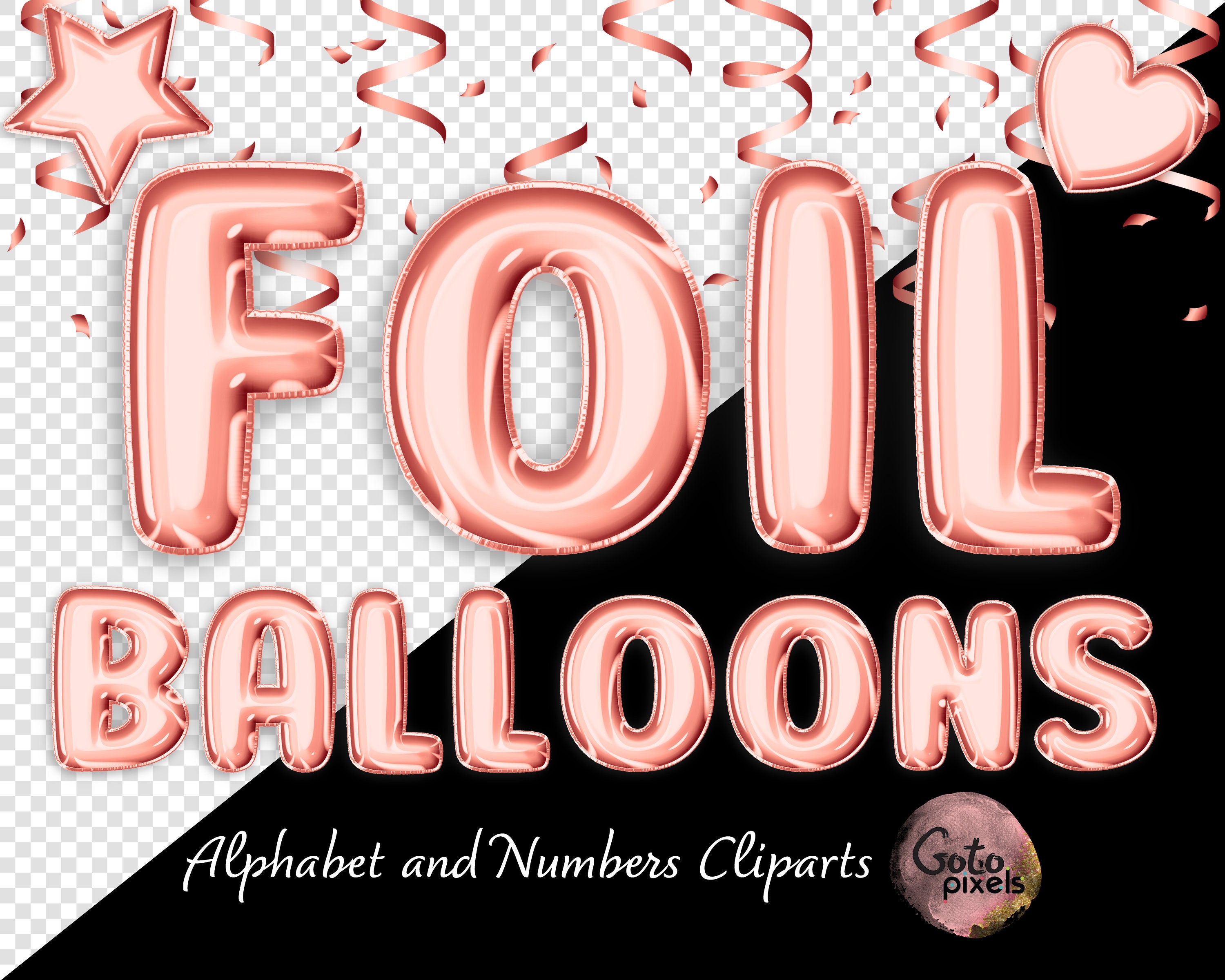 Rose Gold Foil Balloon Alphabet Clip Art-digital Instant | Etsy