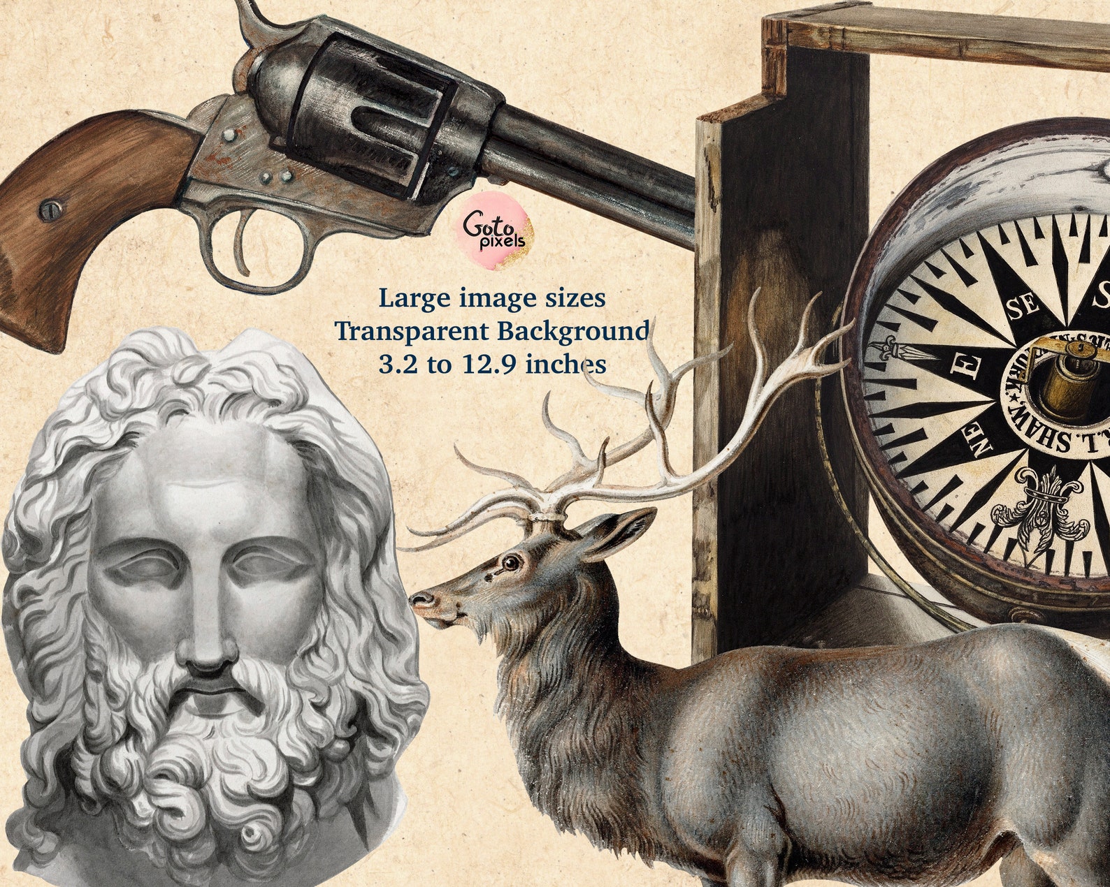 55 Old Things Clip Art Vintage Antique Objects and Overlays | Etsy