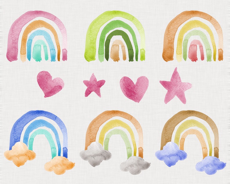 Watercolor Rainbow Clip Art Nursery Decor Rainbow Clipart - Etsy