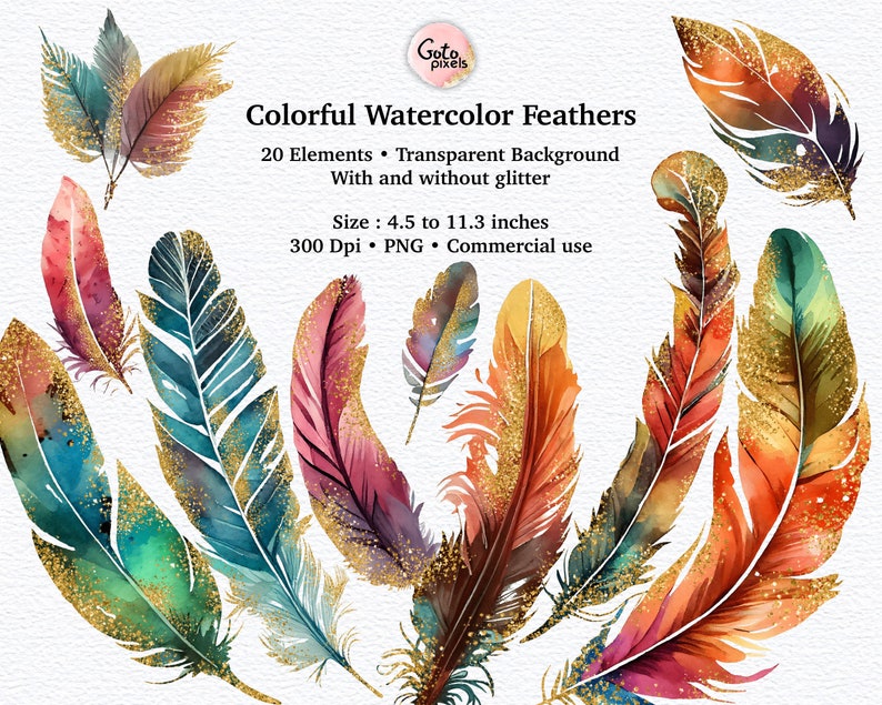 Colorful Feathers Clipart PNG Files Colorful Feathers - Etsy