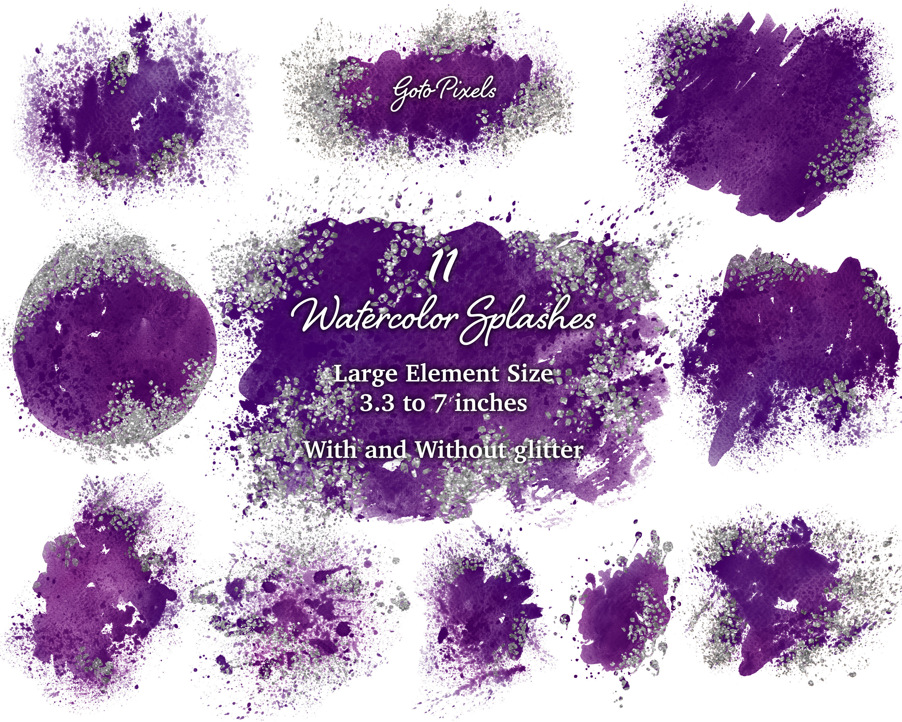Purple Watercolor Splatter Clipart Splashes and Splotches - Etsy
