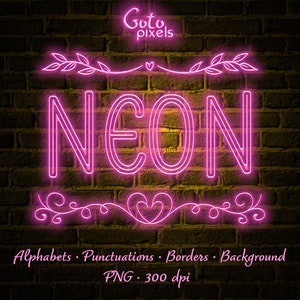 Neon Letters Clipart, Pink Neon Alphabet Clipart, Digital Neon Font ...