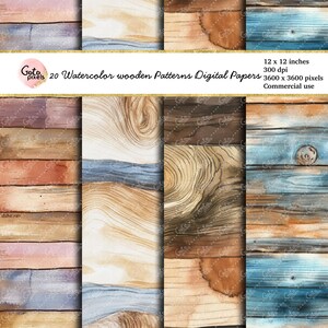 Seamless Watercolor Wooden Digital Paper, Vintage Wooden Textures ...