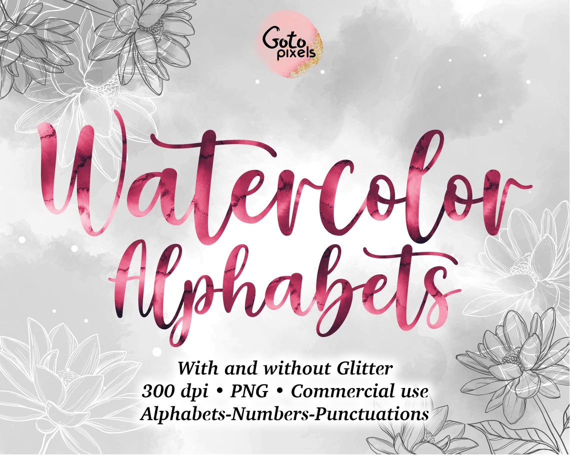Pink Watercolor Alphabet Clipart Watercolor Letters Clipart - Etsy