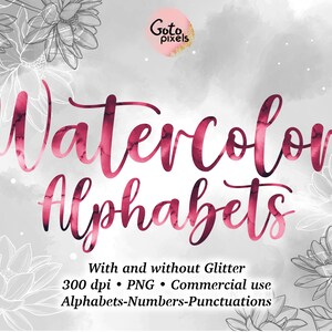 Pink Watercolor Alphabet Clipart, Watercolor Letters Clipart ...