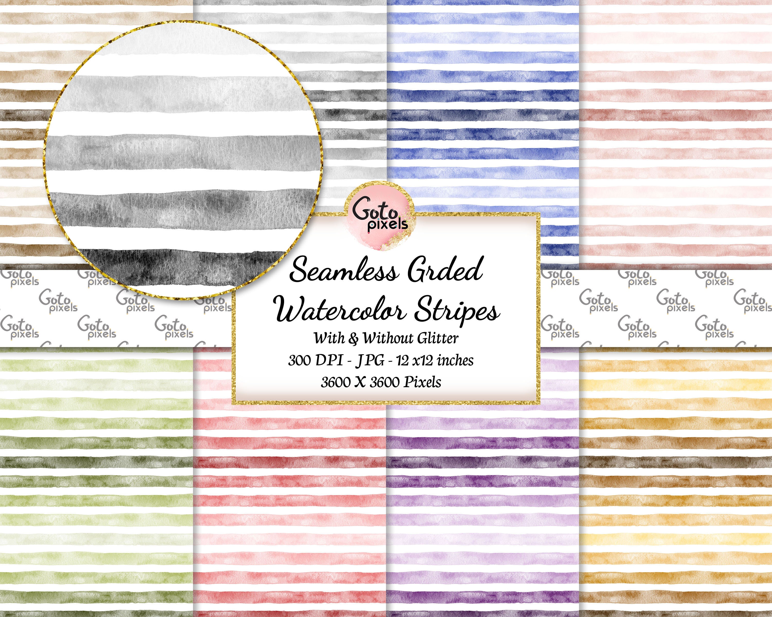 Watercolor Stripes Seamless Pattern: Pastel Digital Paper (digital ...