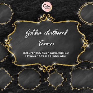 Chalkboard Gold Frames Clipart, Gold Labels, Chalkboard Labels, Gold ...