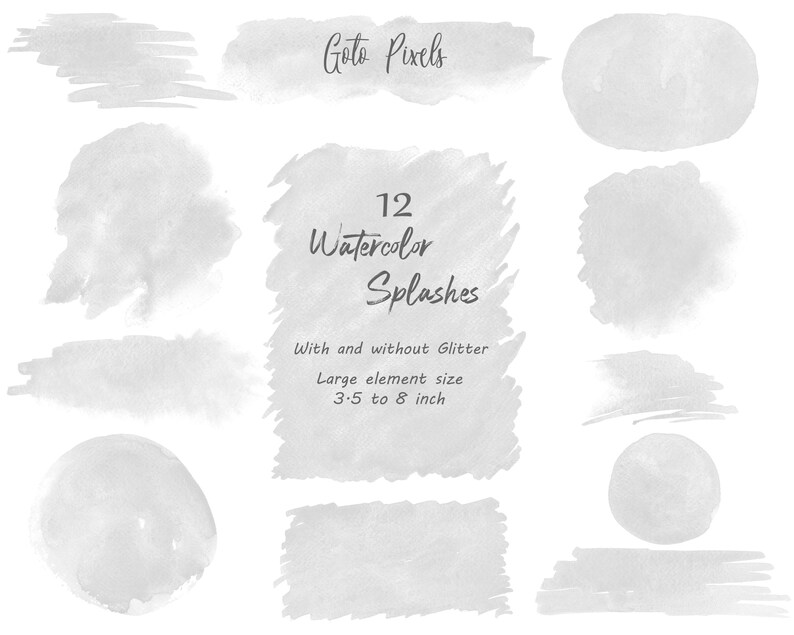 Grey Watercolor Glitter Clipart Splashes and Splotches Clip - Etsy