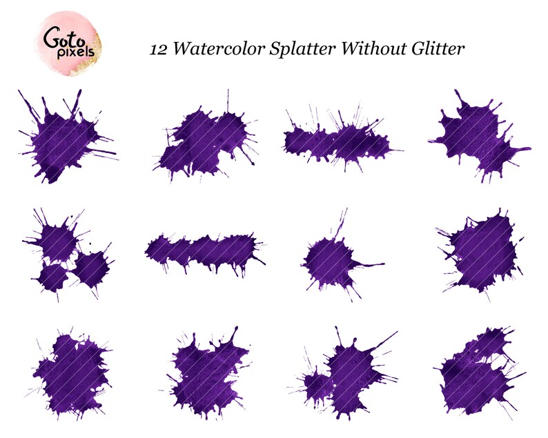 Purple Watercolor Splatter Clipart Splashes and Splotches - Etsy