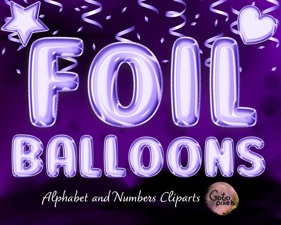 Purple Foil Balloon Alphabet Clip Art Digital Instant Download Graphics ...
