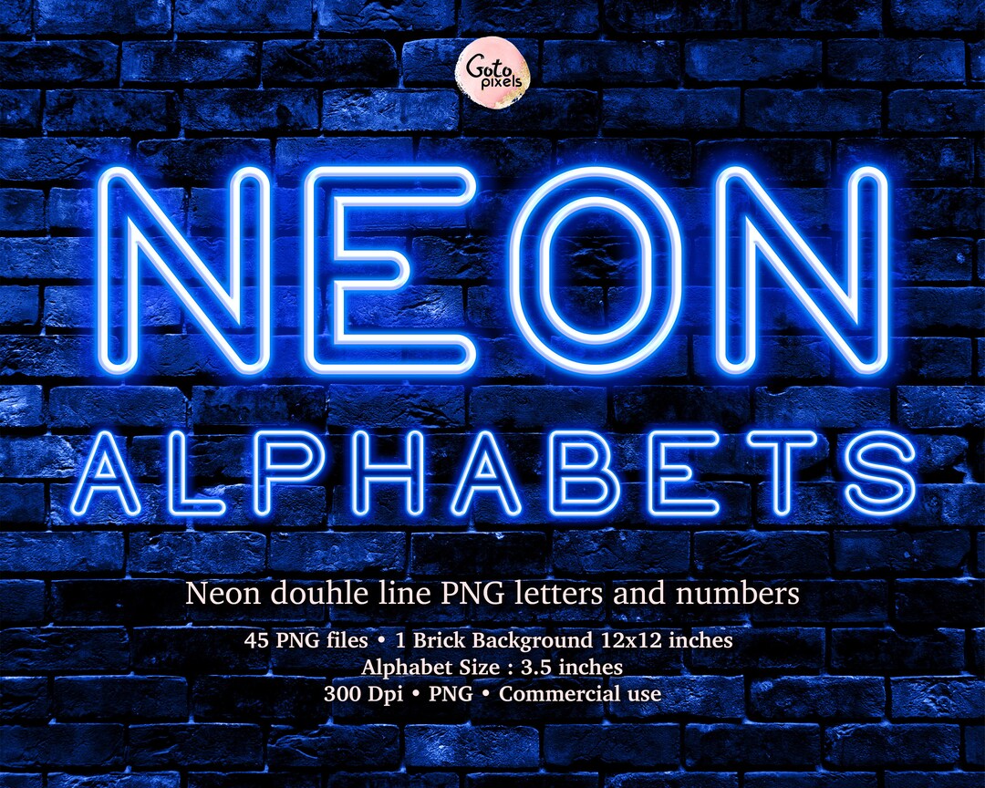 Blue Neon Alphabet Clipart, Neon Letters Clipart, Digital Neon Font ...