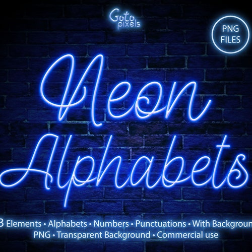 Blue Neon Alphabet Clipart Neon Letters Clipart Digital Neon - Etsy