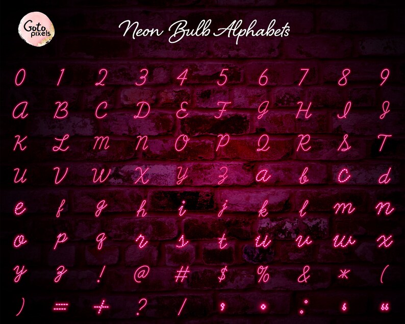 Pink Neon Alphabet Clipart Neon Letters Clipart Digital Neon - Etsy