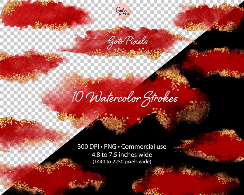 Red Watercolor Brush Strokes Red Watercolor Clipart Splash - Etsy
