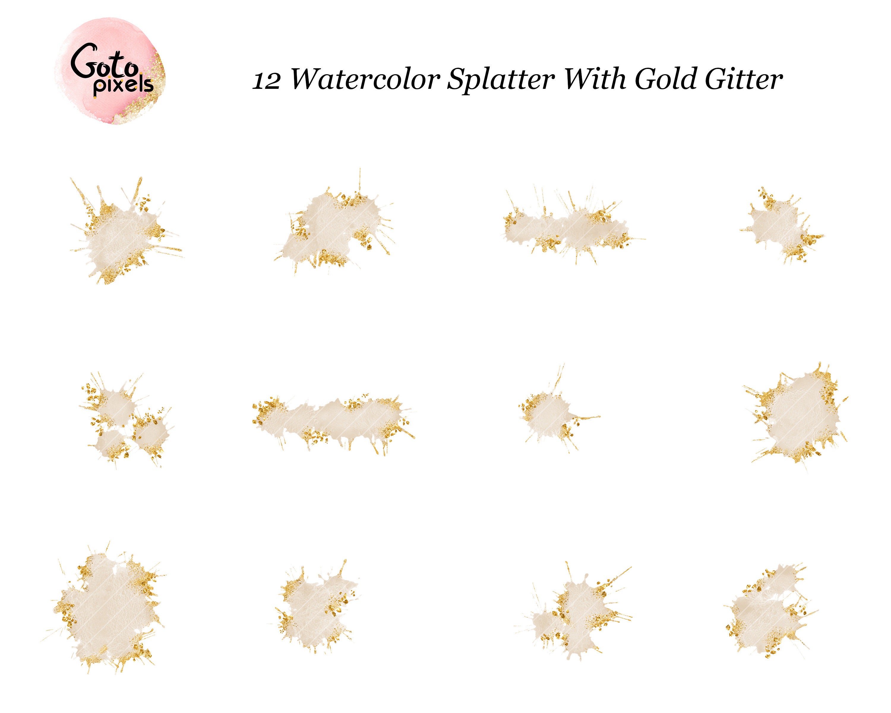 Beige Watercolor Splatter Clipart Splashes and Splotches Clip | Etsy