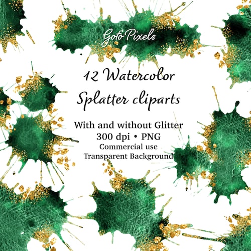 Rainbow Watercolor Splatter Clipart Splashes and Splotches - Etsy