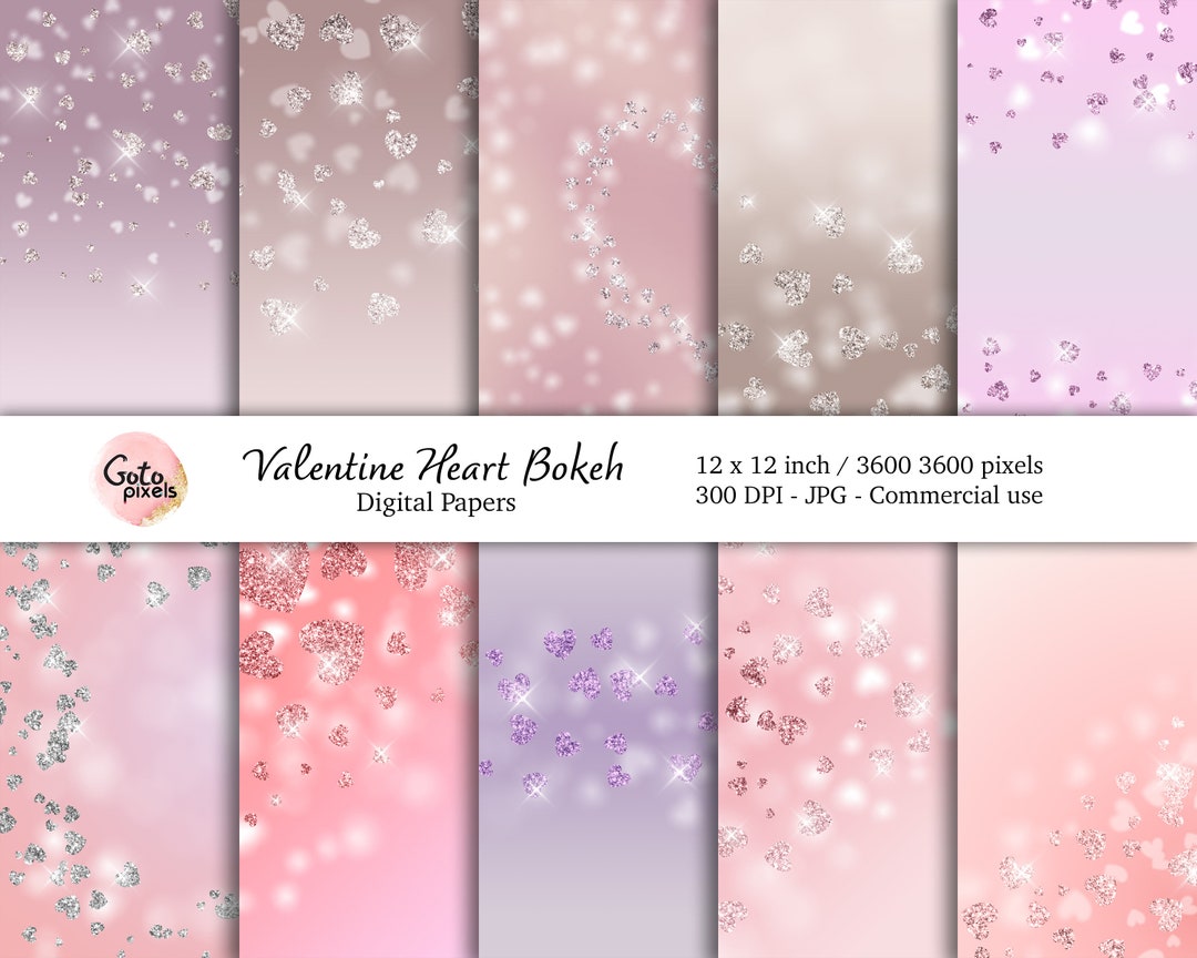 Heart Bokeh Digital Papers: Valentine Backgrounds (digital Download) - Etsy