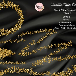 Gold Glitter Overlays Clipart, Rosegold and Silver PNG Glitter ...