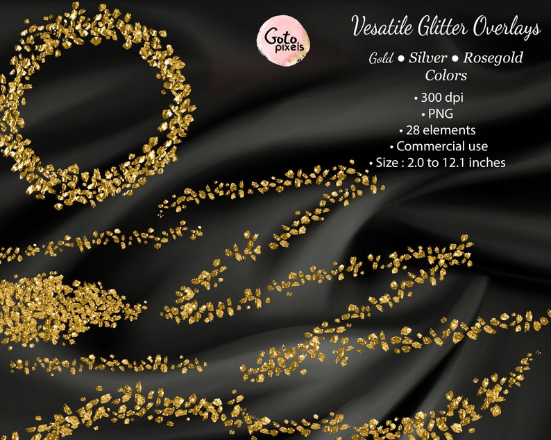 Gold Glitter Overlays Clipart Rosegold and Silver PNG - Etsy
