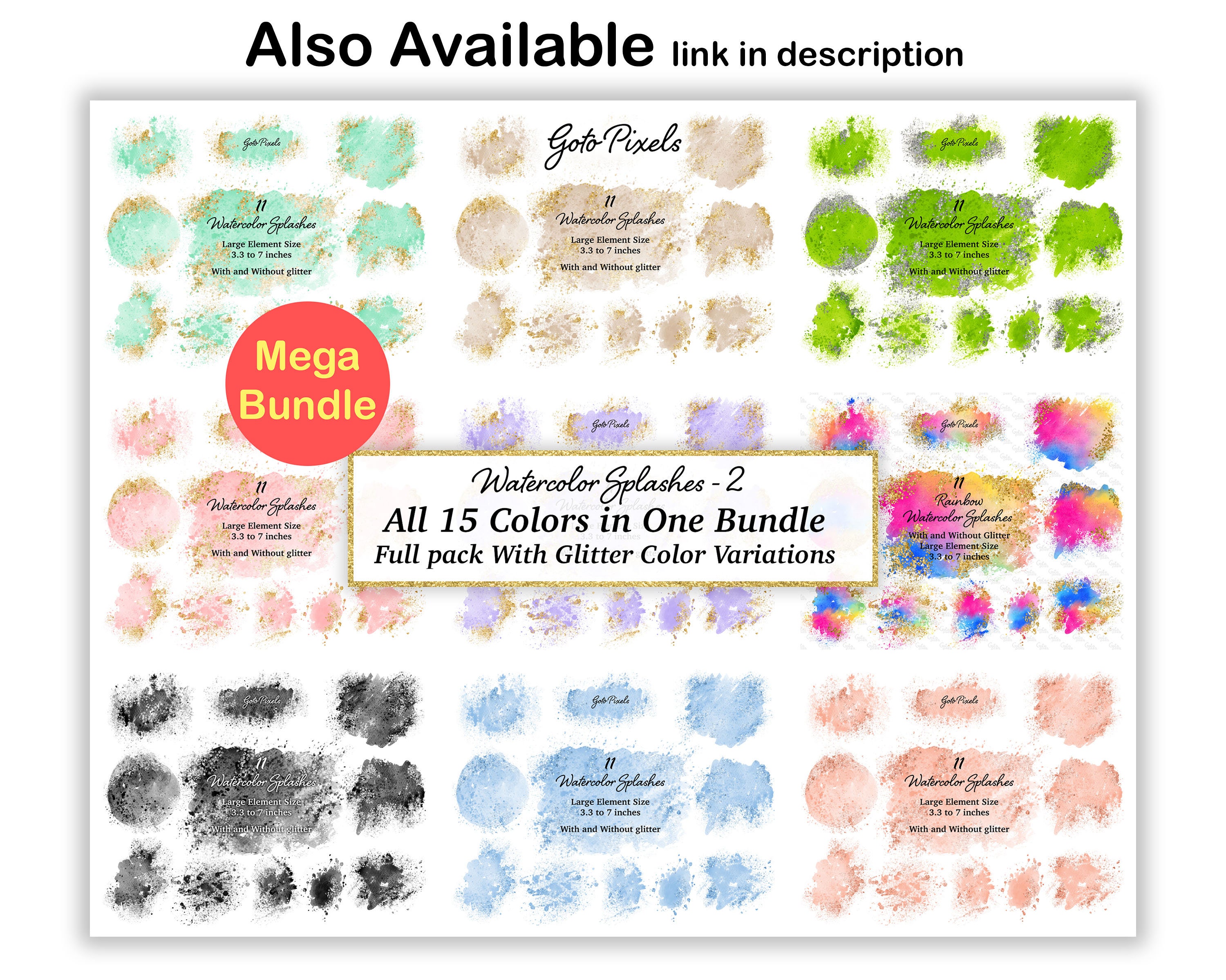 Green Watercolor Glitter Clipart Splashes and Splotches Clip | Etsy