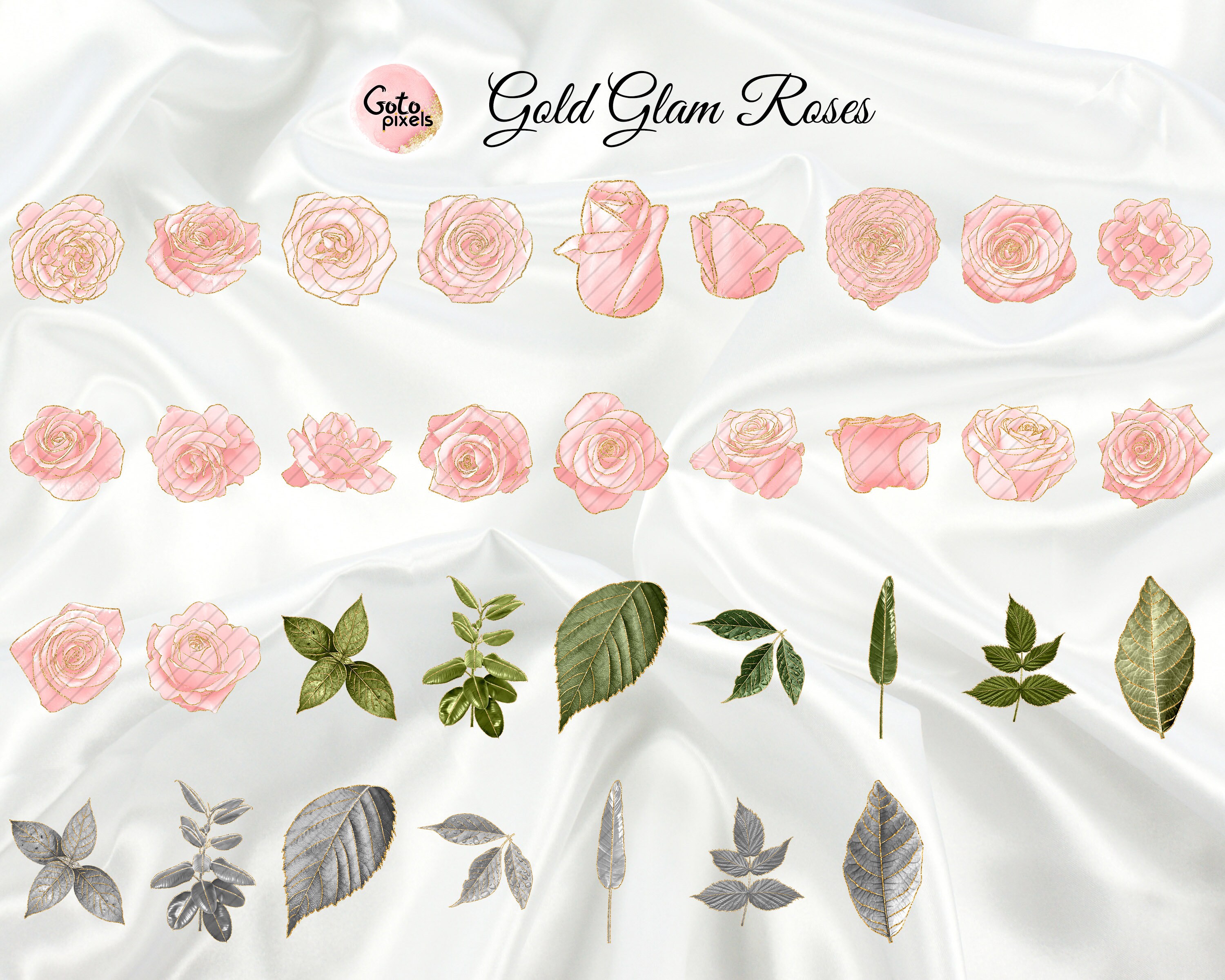 Blush Pink Glam Rose Clip Art Digital Instant Download - Etsy