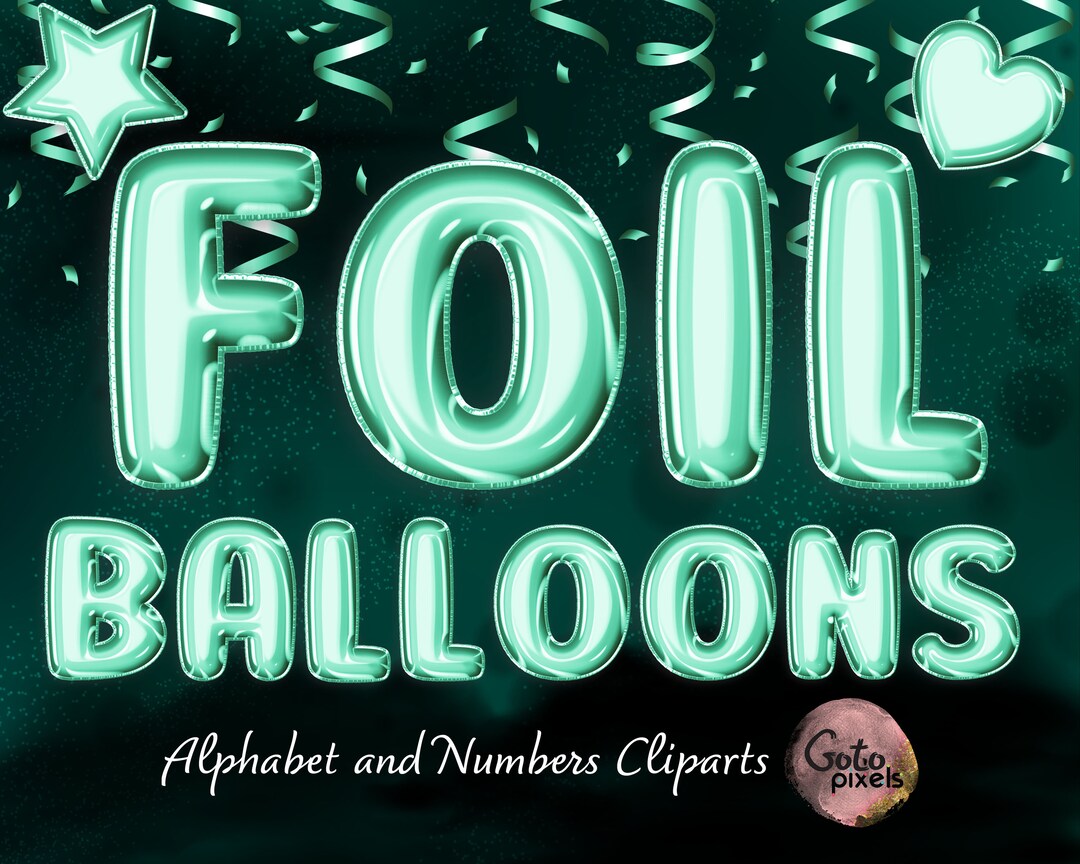 Mint Green Foil Balloon Alphabet Clip Art, Celebration and Party ...