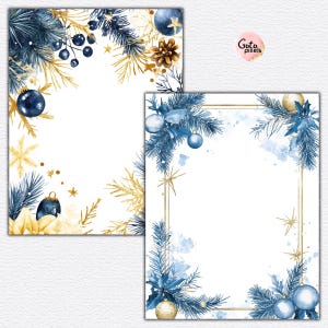 Christmas Invitation Background: Blue & Gold Winter Wedding (digital ...