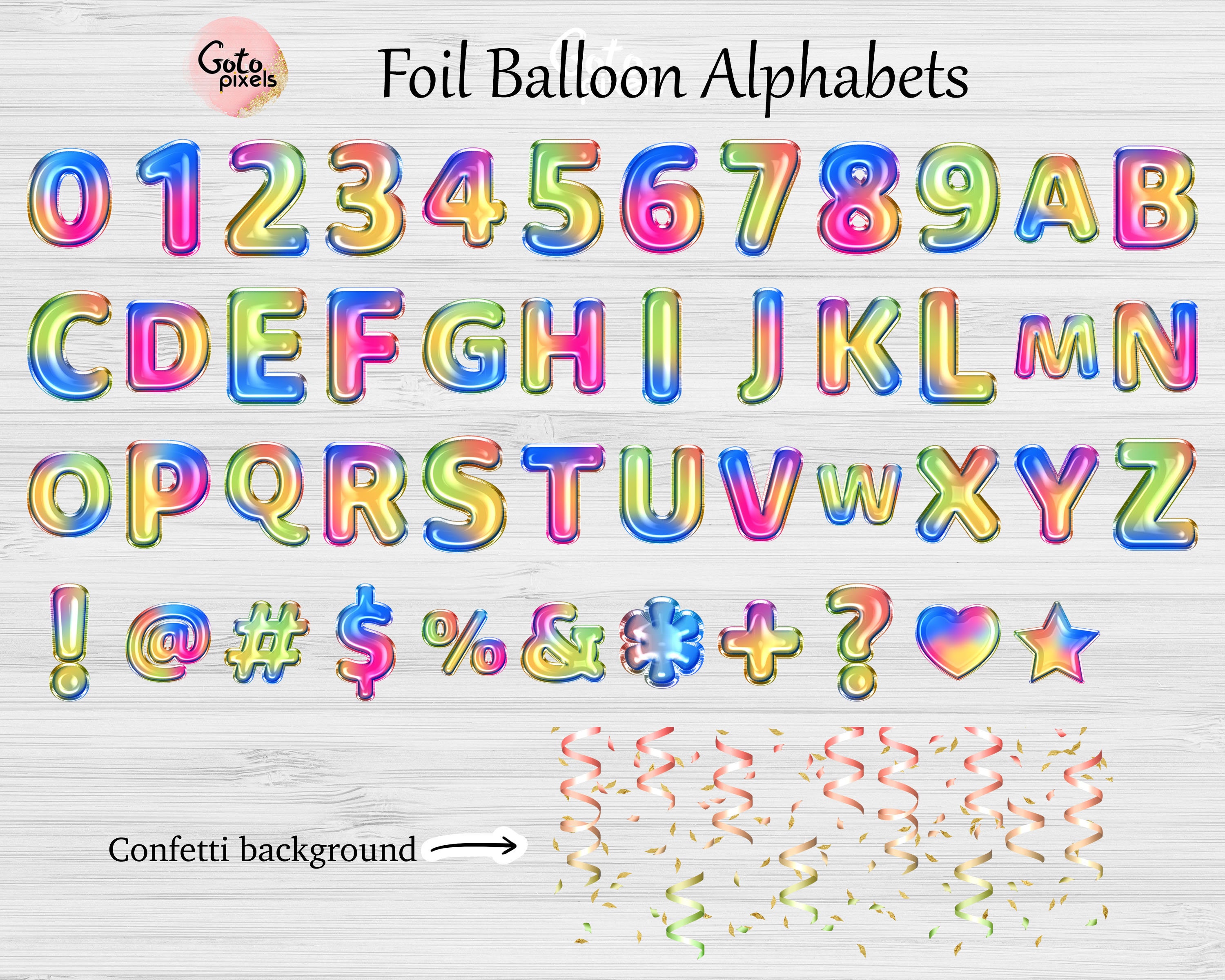 Rainbow Foil Balloon Alphabet Clip Art digital Instant - Etsy