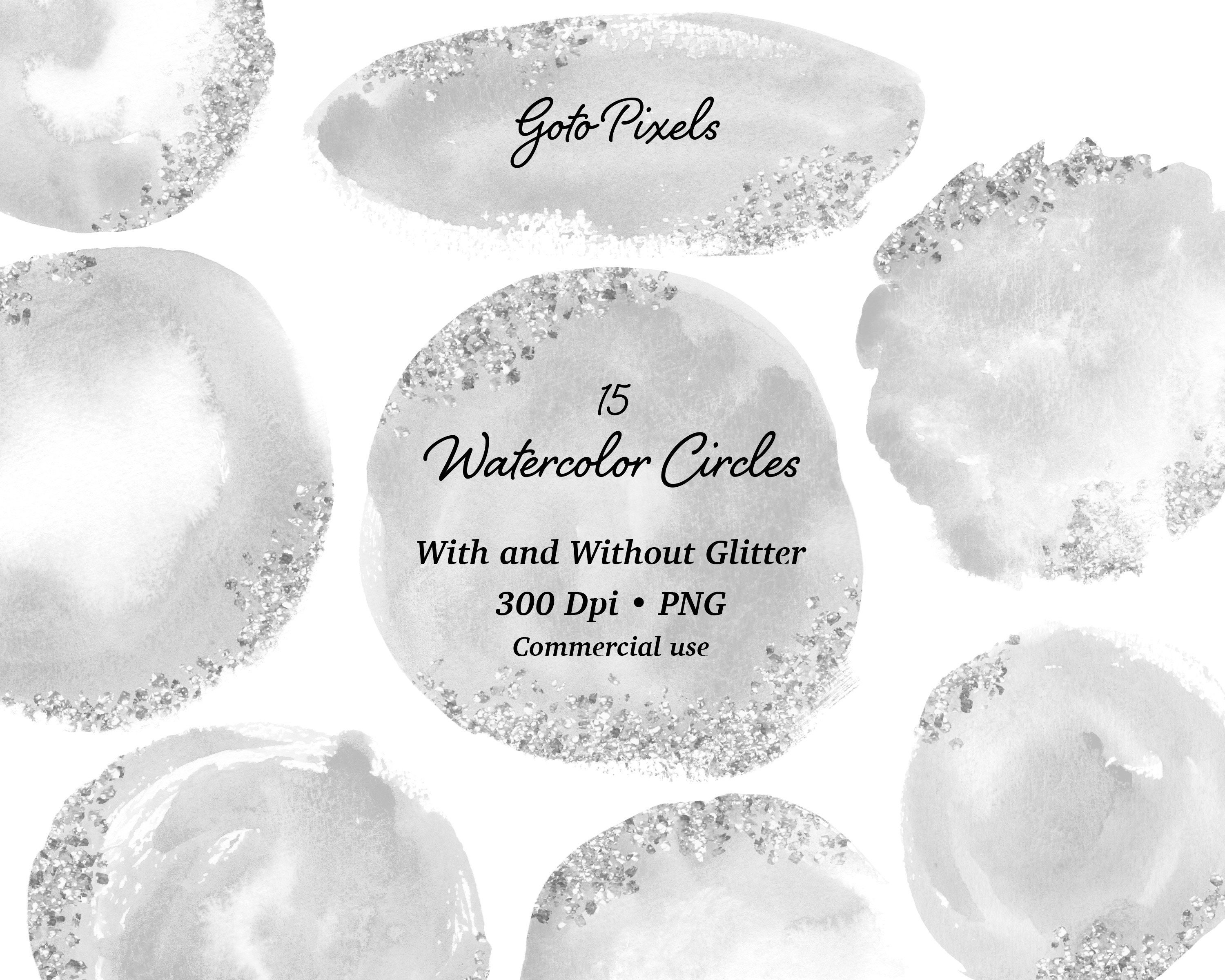 Grey Watercolor Circles With Glitter Watercolor Circles for - Etsy