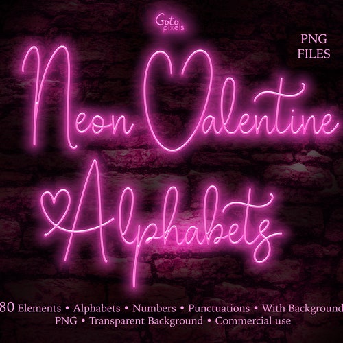 Neon Letters Clipart Pink Neon Alphabet Clipart Digital Neon - Etsy