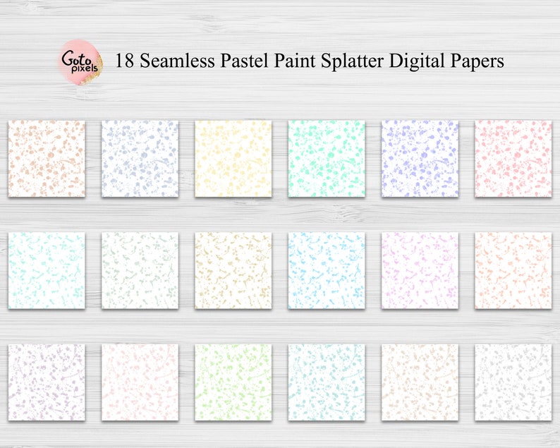 Pastel Paint Splatter Digital Papers: Seamless Watercolor (digital ...