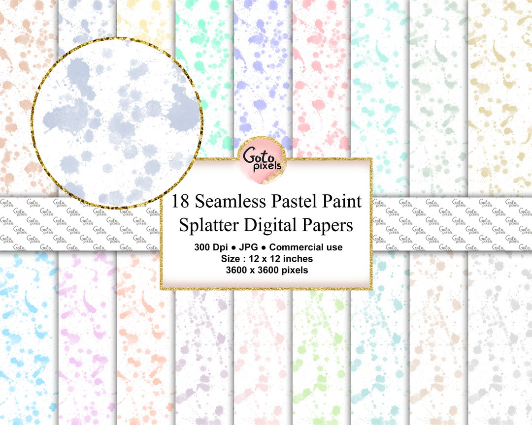 Pastel Paint Splatter Digital Papers: Seamless Watercolor (digital ...