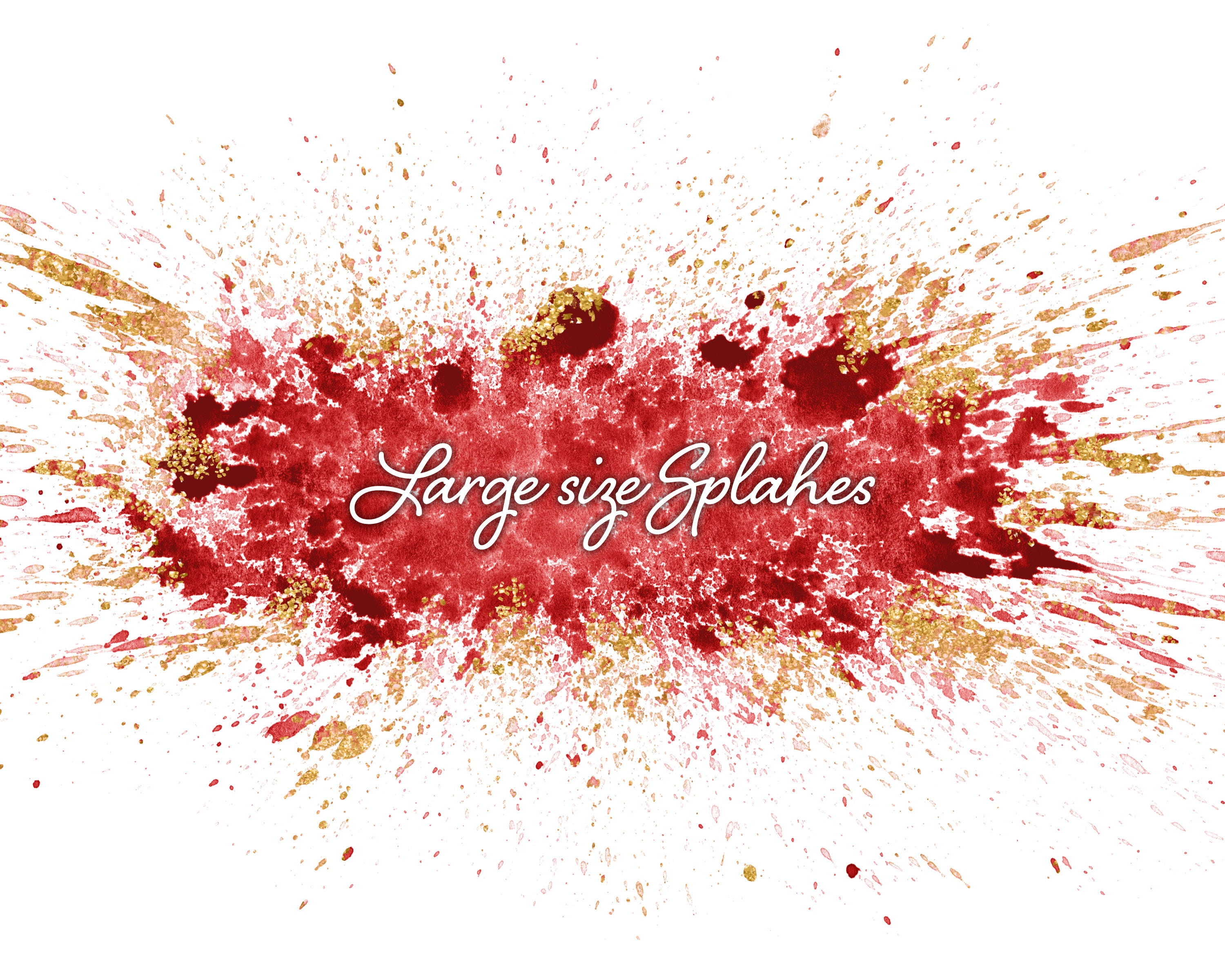 Red Watercolor Clipart With Gold Glitter Splashes and - Etsy