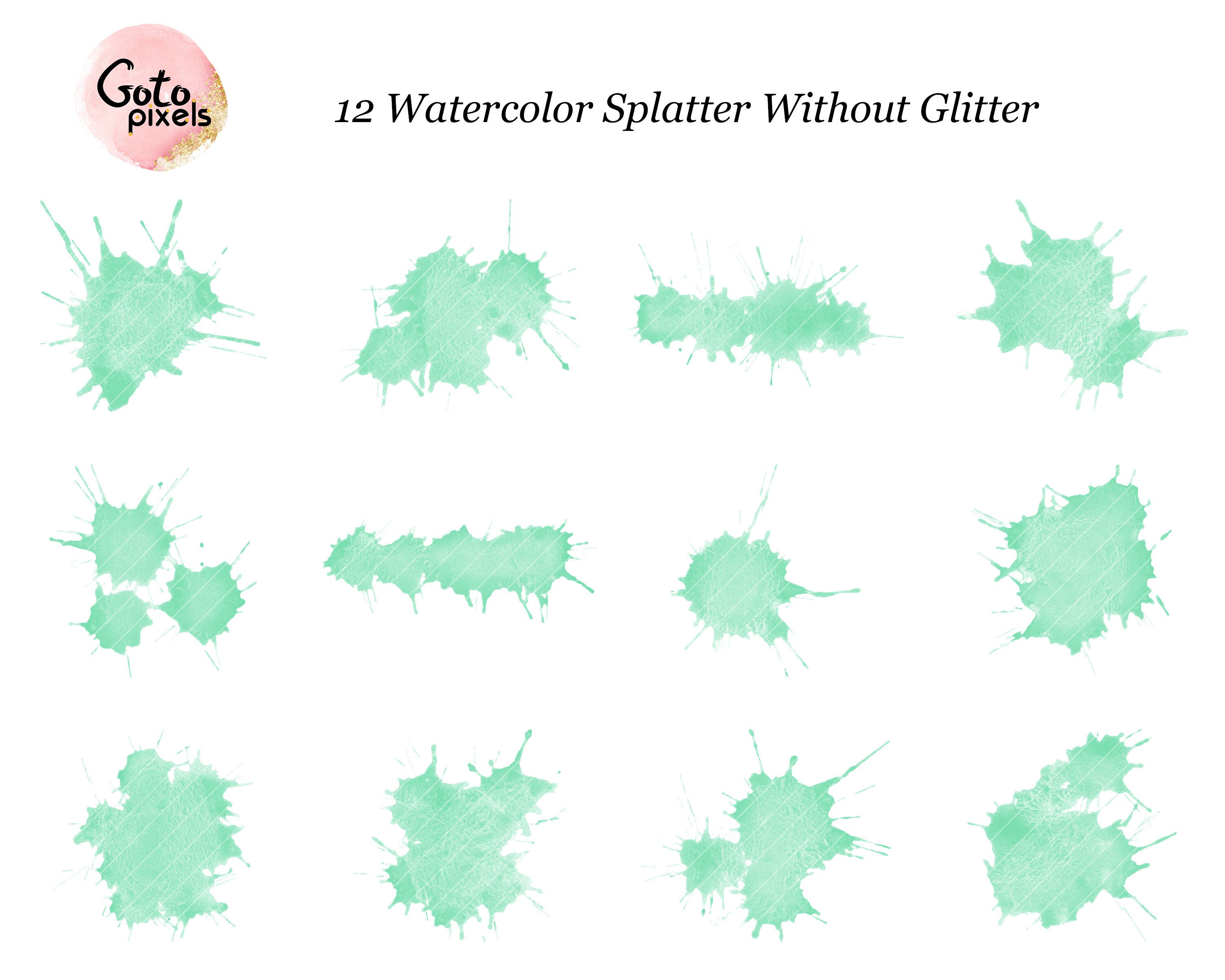 Mint Watercolor Splatter clipart Splashes and Splotches clip | Etsy