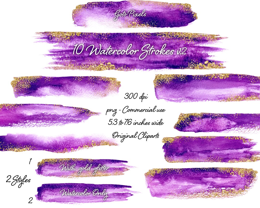 Purple Watercolor Brush Strokes, Purple Watercolor Clipart, Splash ...