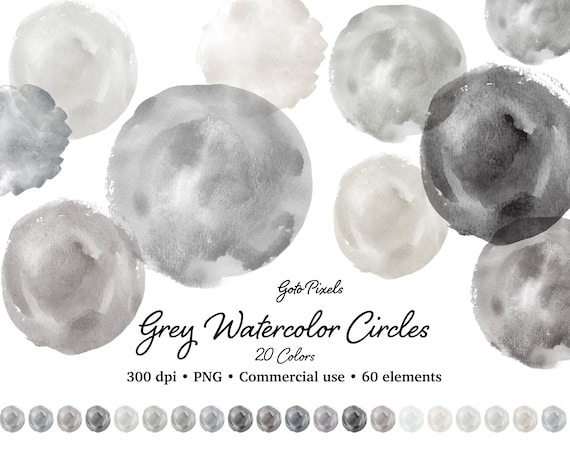 Grey Watercolor Circle Clipart Watercolor Circles for Logo | Etsy