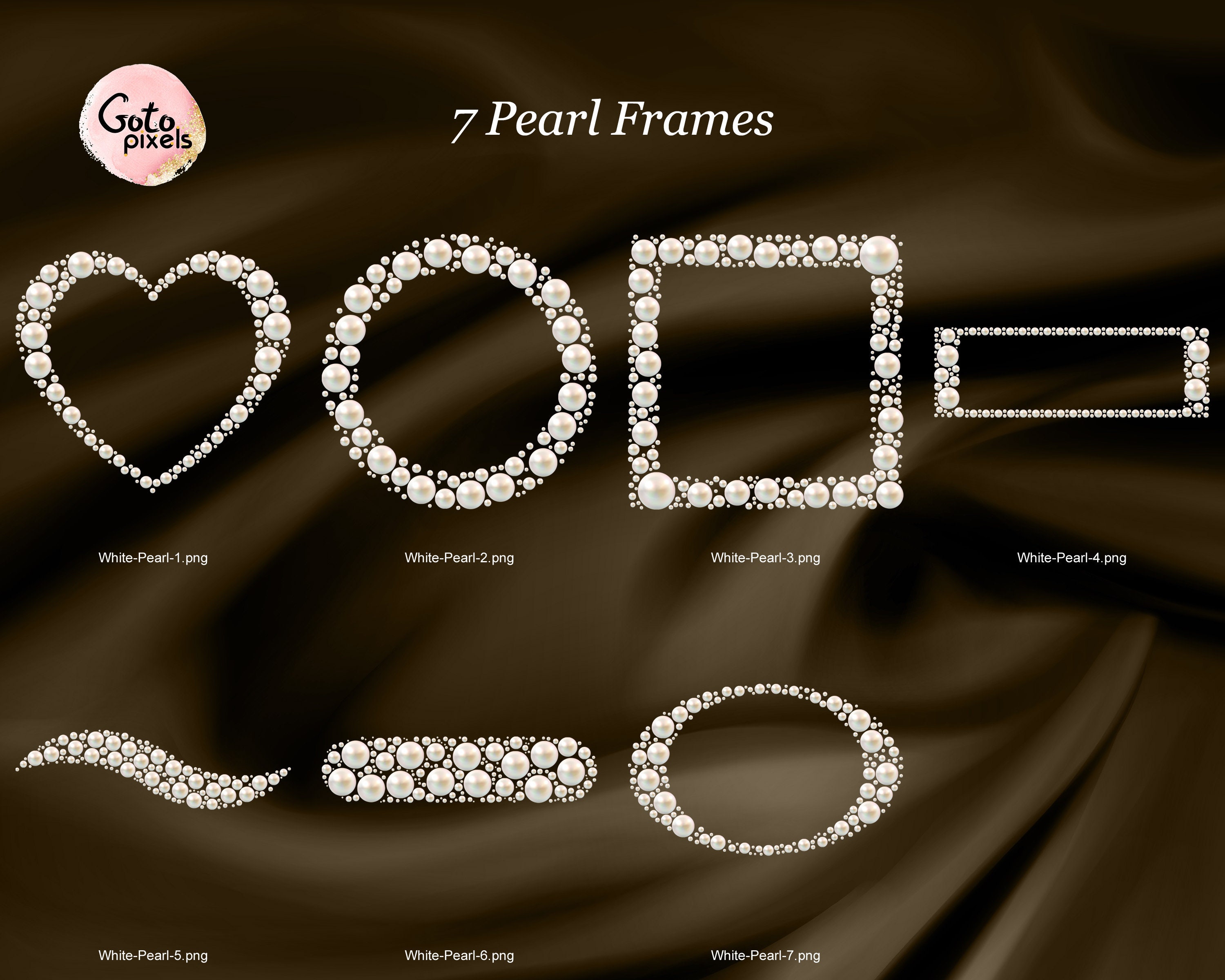 White Pearl Frame Clipart Pearl Borders Overlay Glitter Gems - Etsy UK