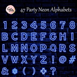 Blue Neon Alphabet Clipart, Neon Letters Clipart, Digital Neon Font ...
